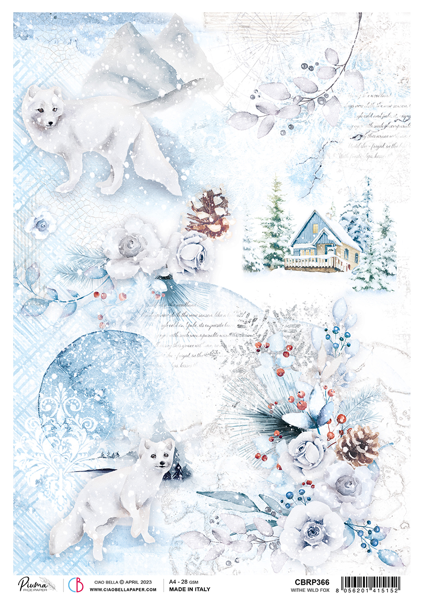 White Wild Fox A4 Decoupage Rice Paper by Ciao Bella CBRP366 – All ...