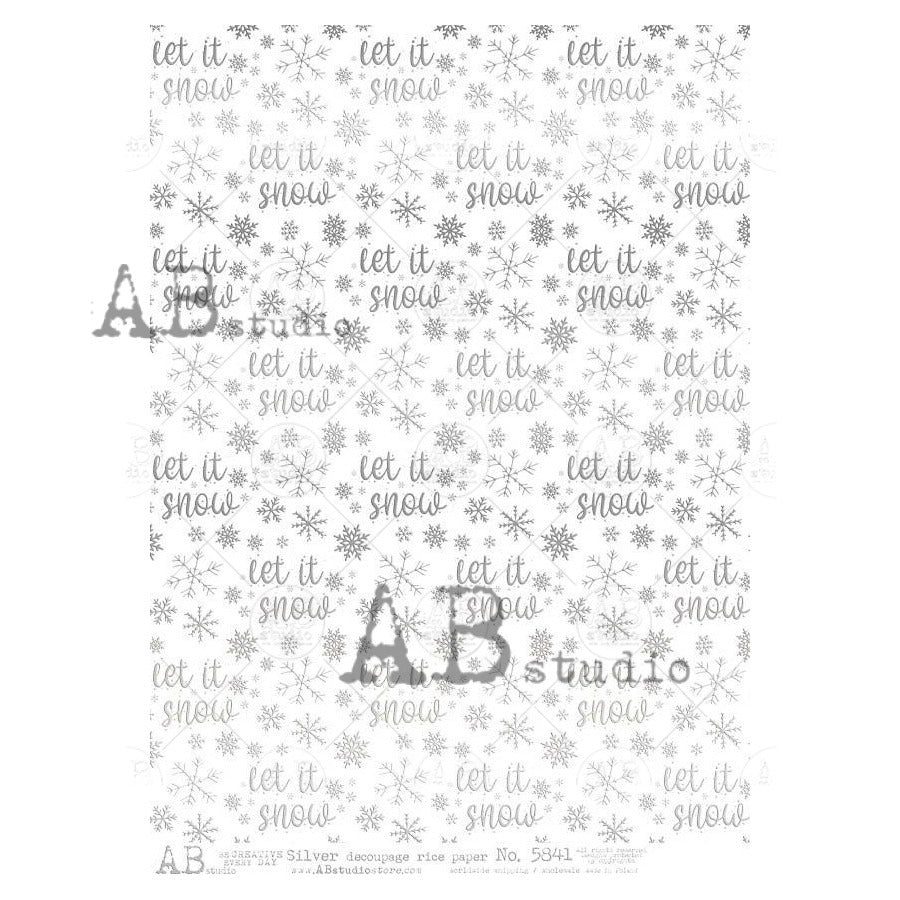 Let It Snow Silver Silver Decoupage Rice Paper A4 Item No. 5841 by AB ...