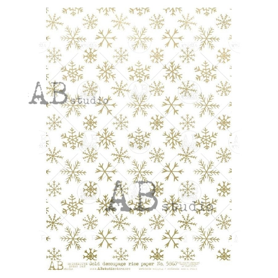 Snowflakes Gold Gilded Decoupage Rice Paper A4 Item No. 5867 by AB Stu ...