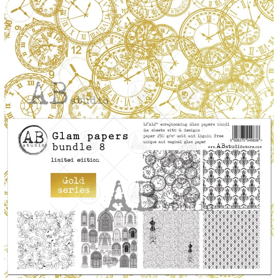 Gold Series Glam Papers Bundle 8 Scrapbooking Paper Pad Set 12x12 6/Pk ...