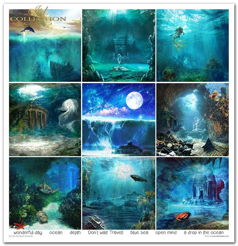 The Search For Atlantis Scrapbooking Paper Set 12.2x12.6 10/Pkg by ITD ...