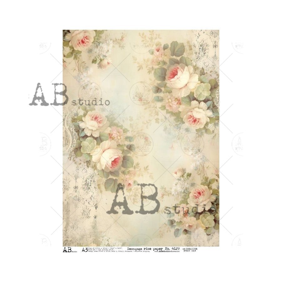 Floral Grace Decoupage Rice Paper A3 Item No. 4129 by AB Studio – All ...
