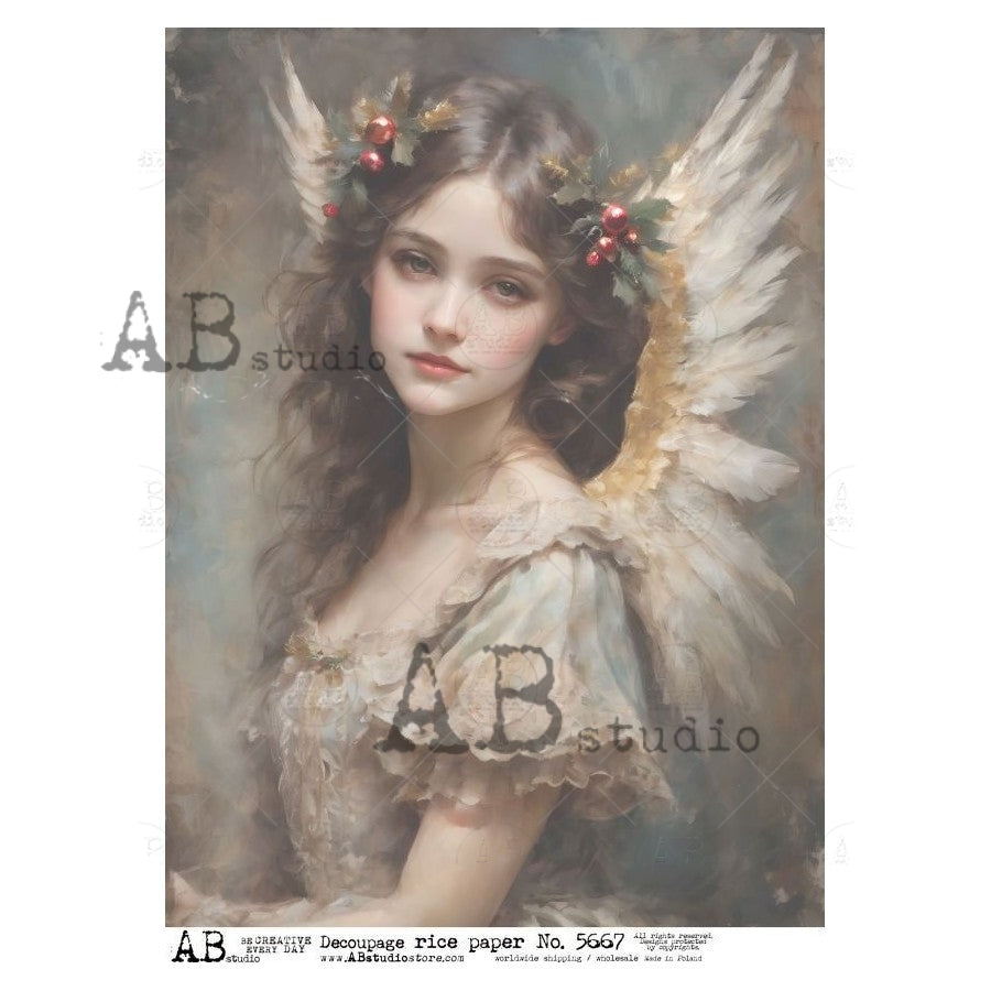 Angelic Heavenly Young Girl Decoupage Rice Paper A4 Item No. 5667 by A ...