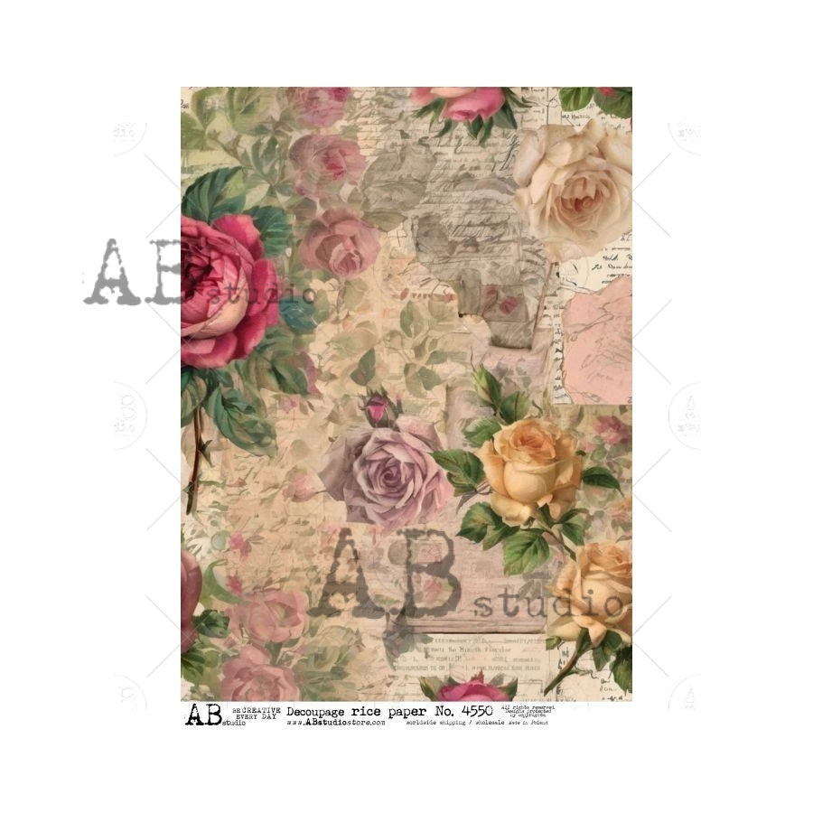 Sepia Roses Decoupage Rice Paper A4 Number 4550 by AB Studio – All ...