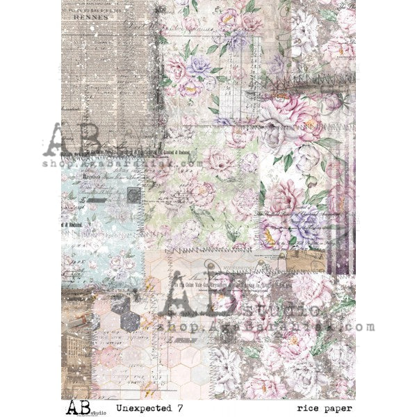 Floral Stamps Decoupage Rice Paper A4 Item No. 0087 by AB Studio – All ...