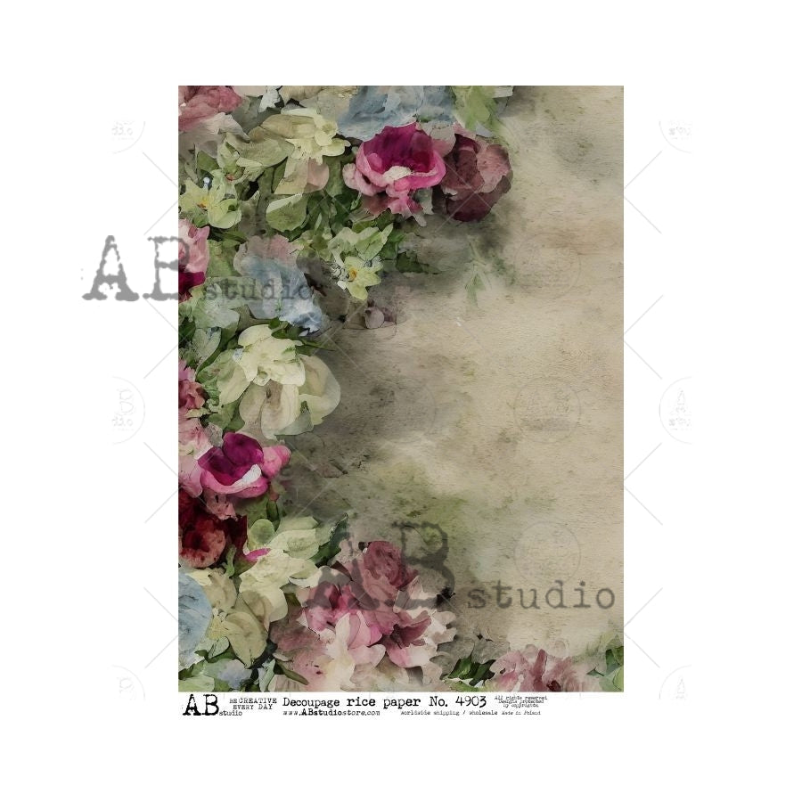 Moody Flowers Decoupage Rice Paper A4 Item No. 4903 by AB Studio – All ...