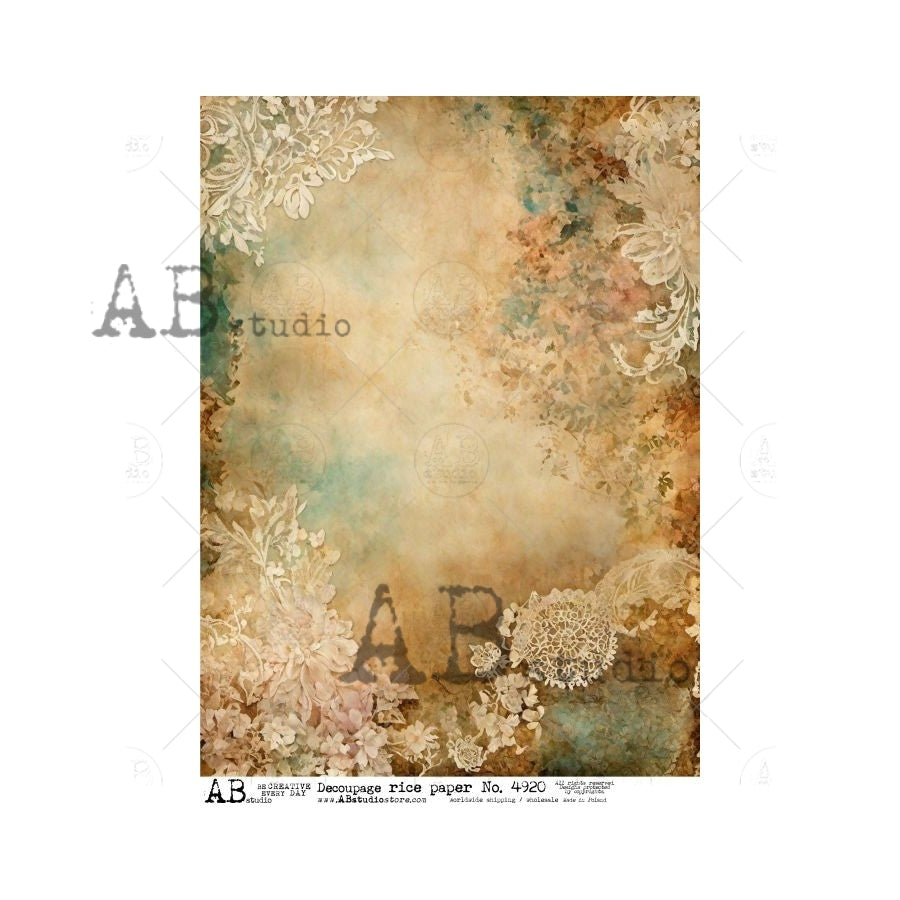 Vintage Patina Lace Decoupage Rice Paper A4 Item No. 4920 by AB Studio ...