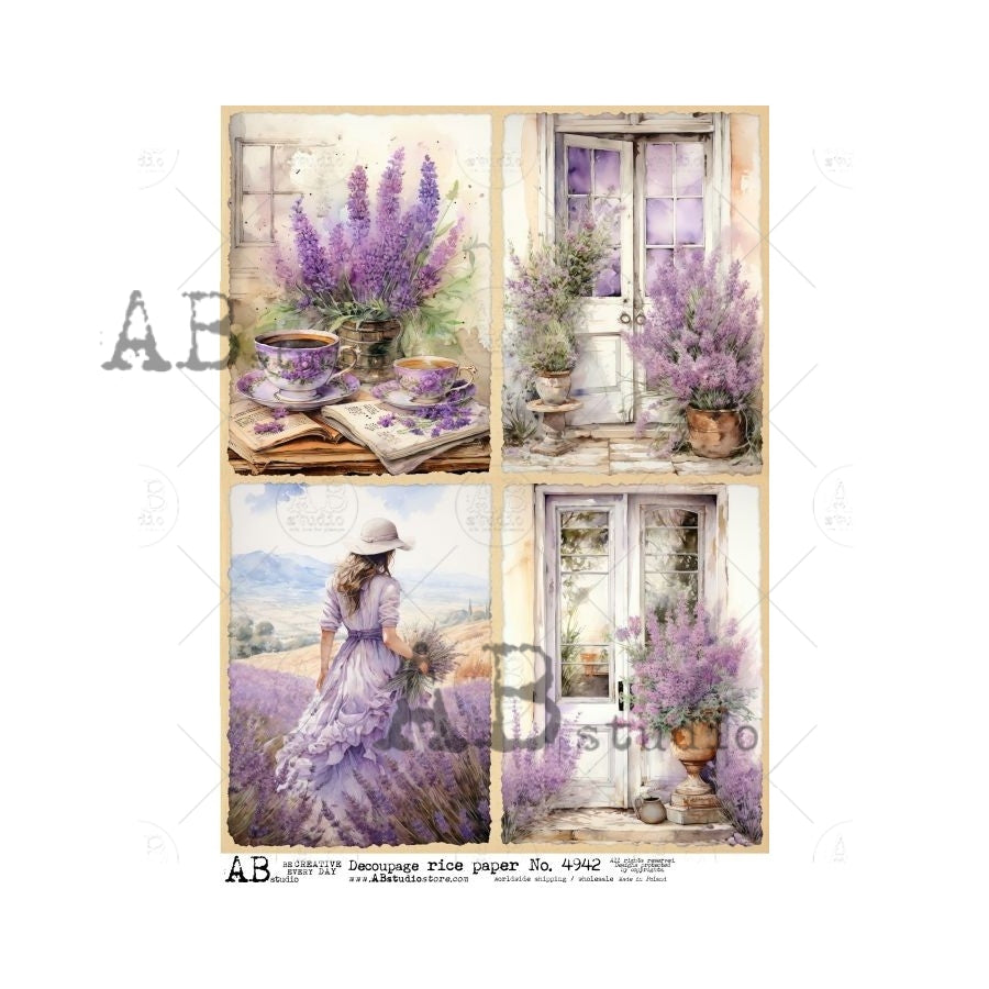 Lavender Meadow Farm Decoupage Rice Paper A4 Item No. 4942 by AB Studi ...