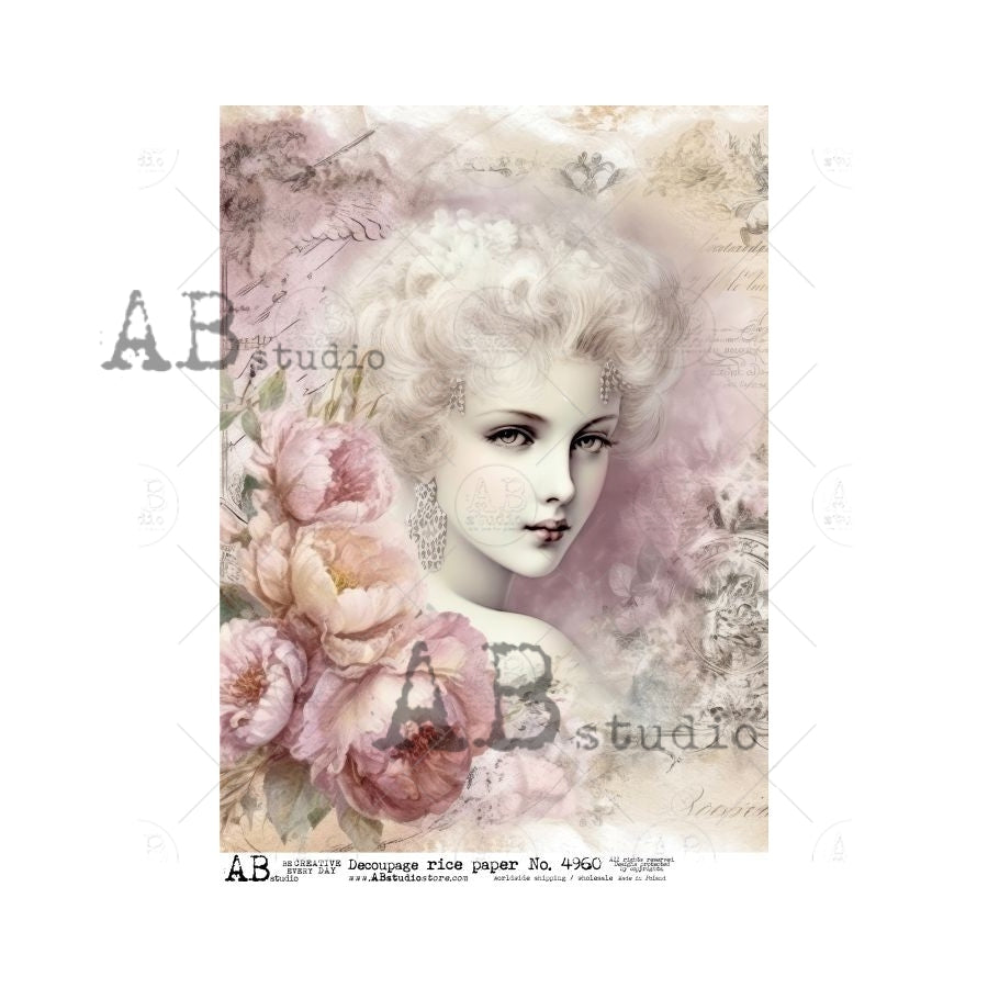 Sultry Eyes Lady Decoupage Rice Paper A4 Item No. 4960 by AB Studio ...