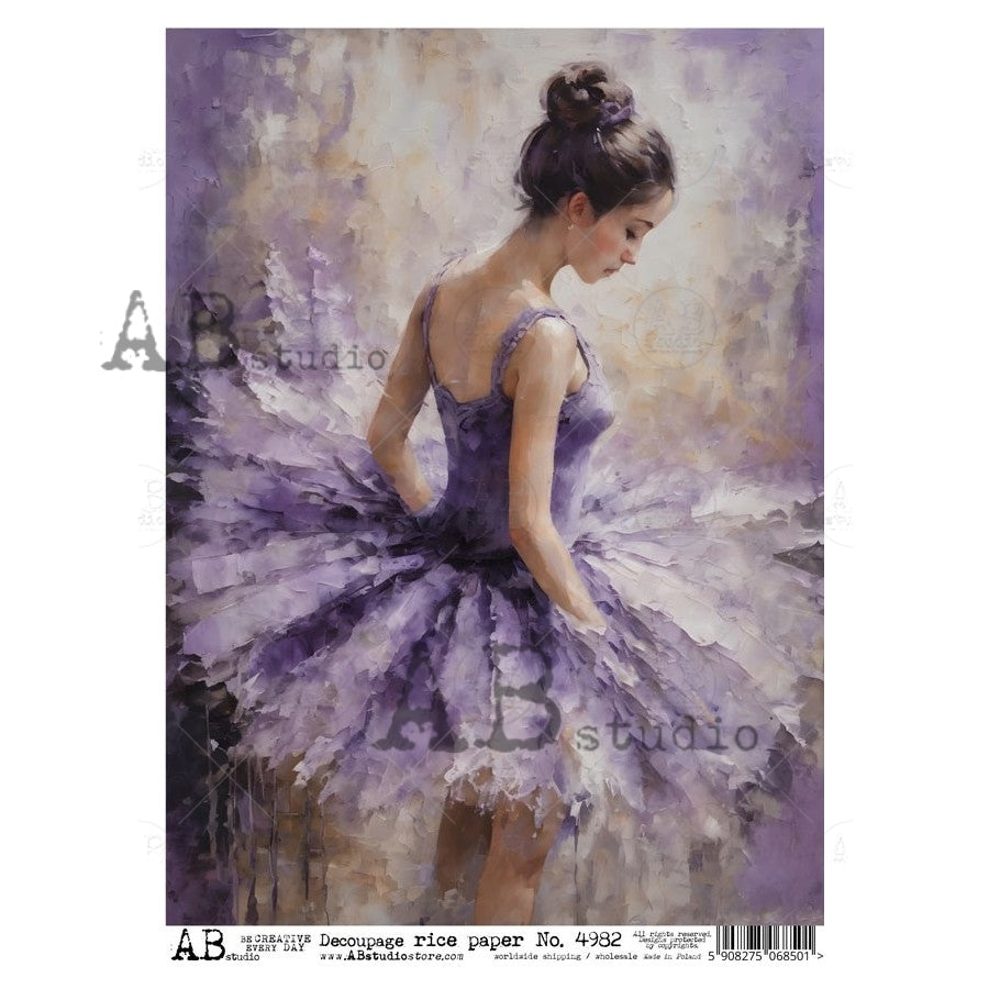 Purple Ballerina in Thought Decoupage Rice Paper A4 Item No. 4982 by A ...