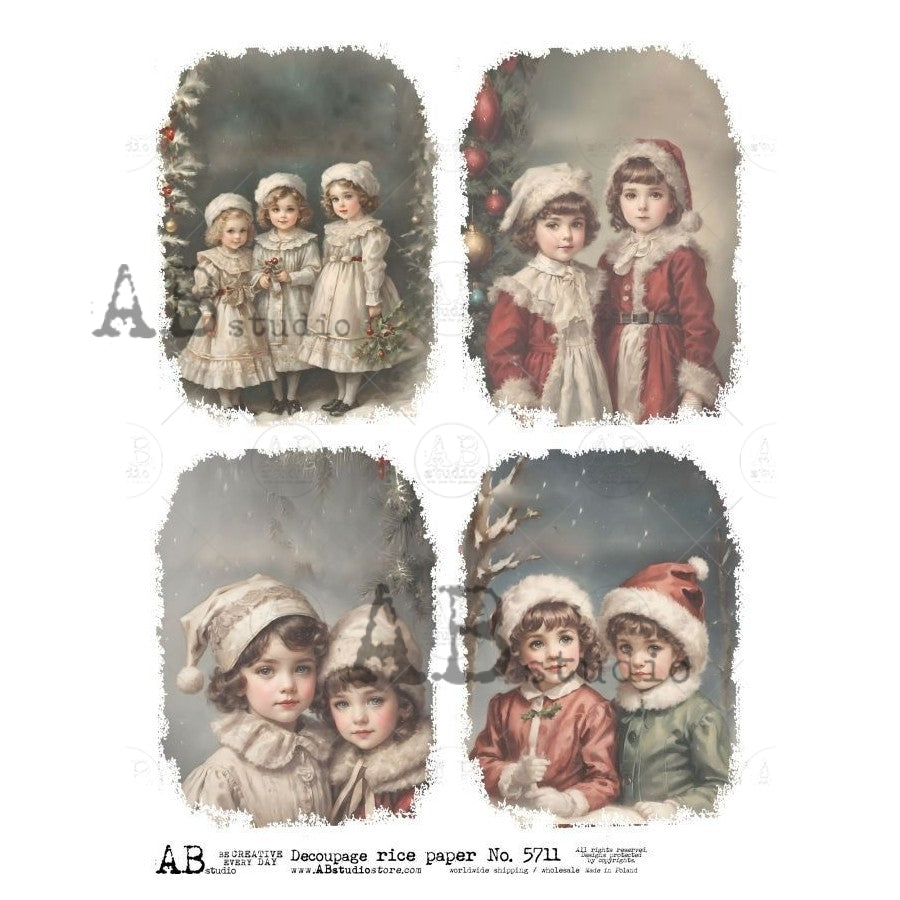 Holiday Children Cards Decoupage Rice Paper A4 Item No. 5711 by AB Stu ...