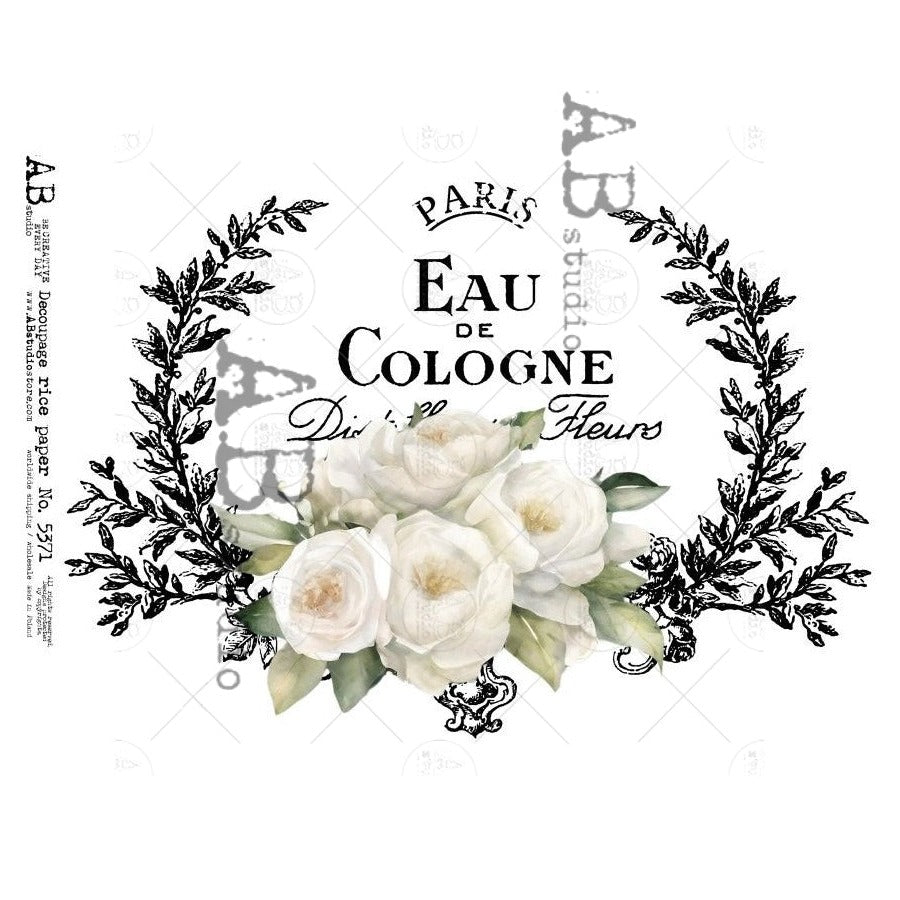 Floral French Label Decoupage Rice Paper A4 Item No. 5371 by AB Studio – All Paint Products