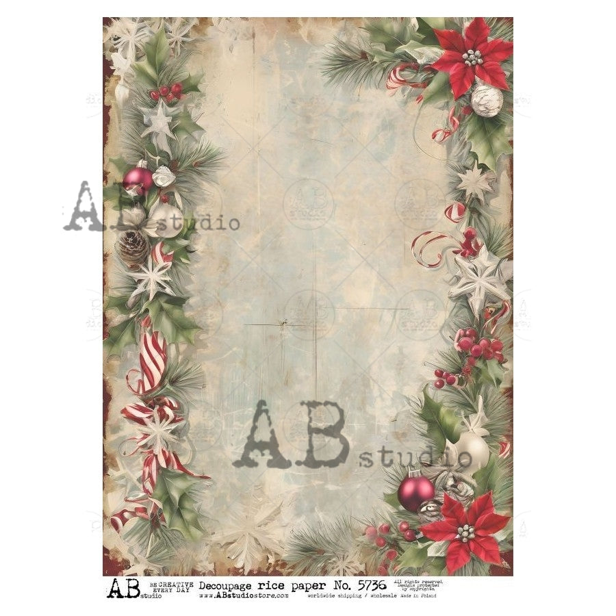 Holiday Garland Decoupage Rice Paper A4 Item No. 5736 by AB Studio ...