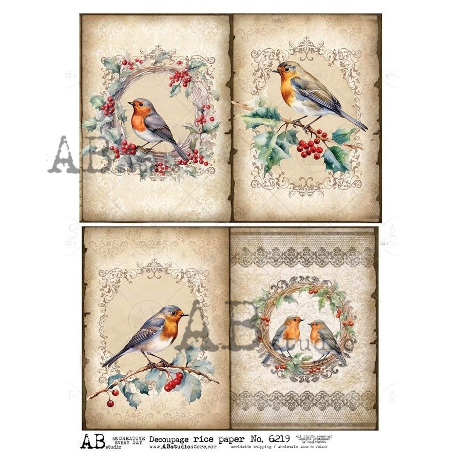 Vintage Baroque Bird Decoupage Rice Paper A4 6219 by AB Studio – All ...