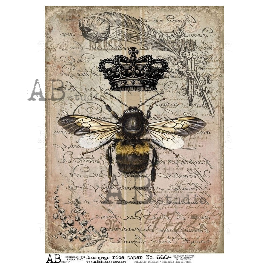 Royal Queen Bee Decoupage Rice Paper A4 6664 by AB Studio – All Paint ...
