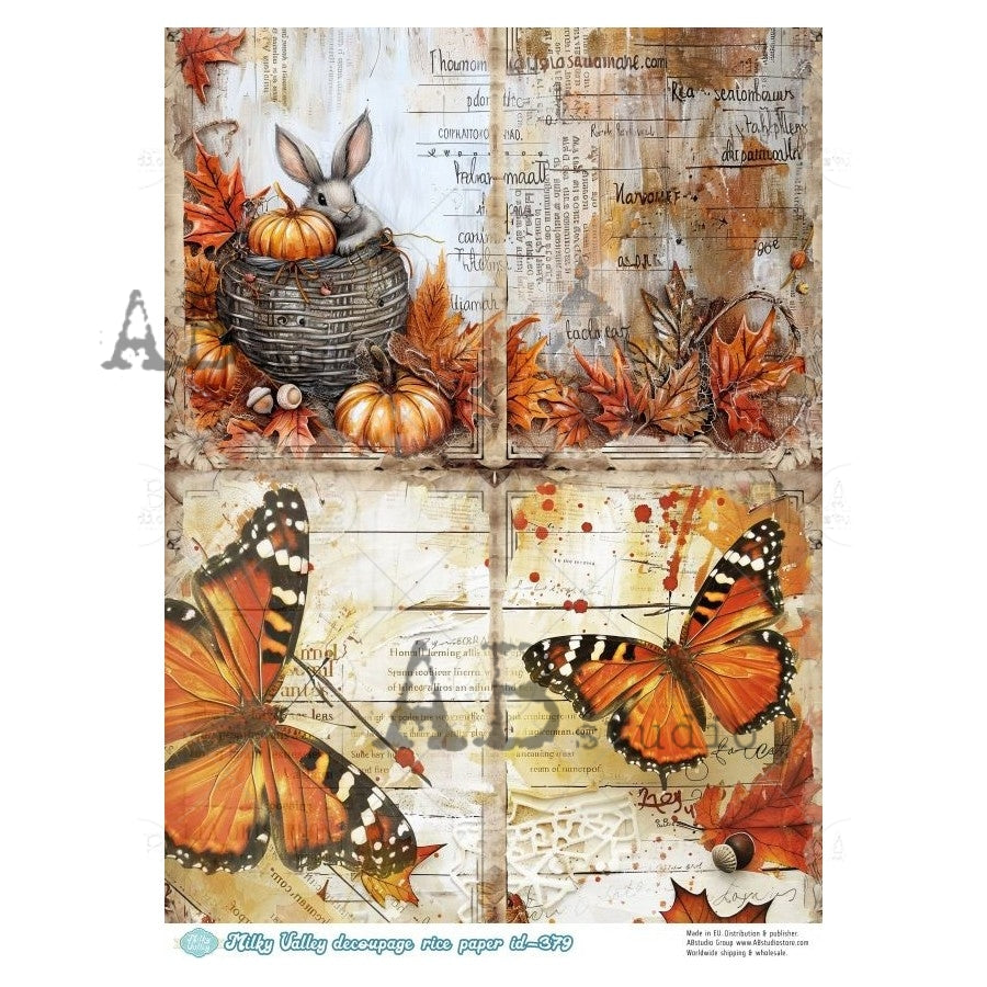 Fall Rustic Decoupage Rice Paper A4 Item Milky Valley ID 379 by AB Stu ...