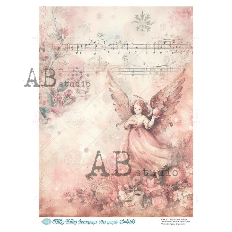 Pink Angels Singing Decoupage Rice Paper A4 Item Milky Valley ID 414 b ...