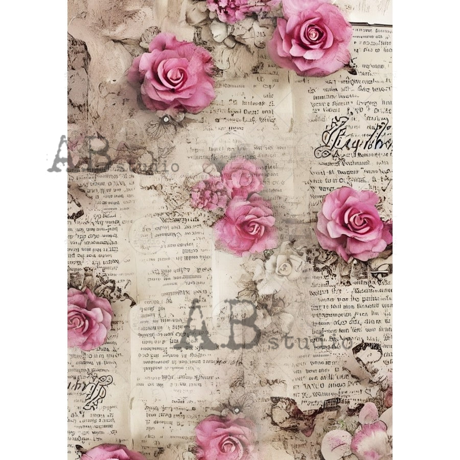 Vintage Script Decoupage Rice Paper A4 Item No. 1783 by AB Studio – All ...