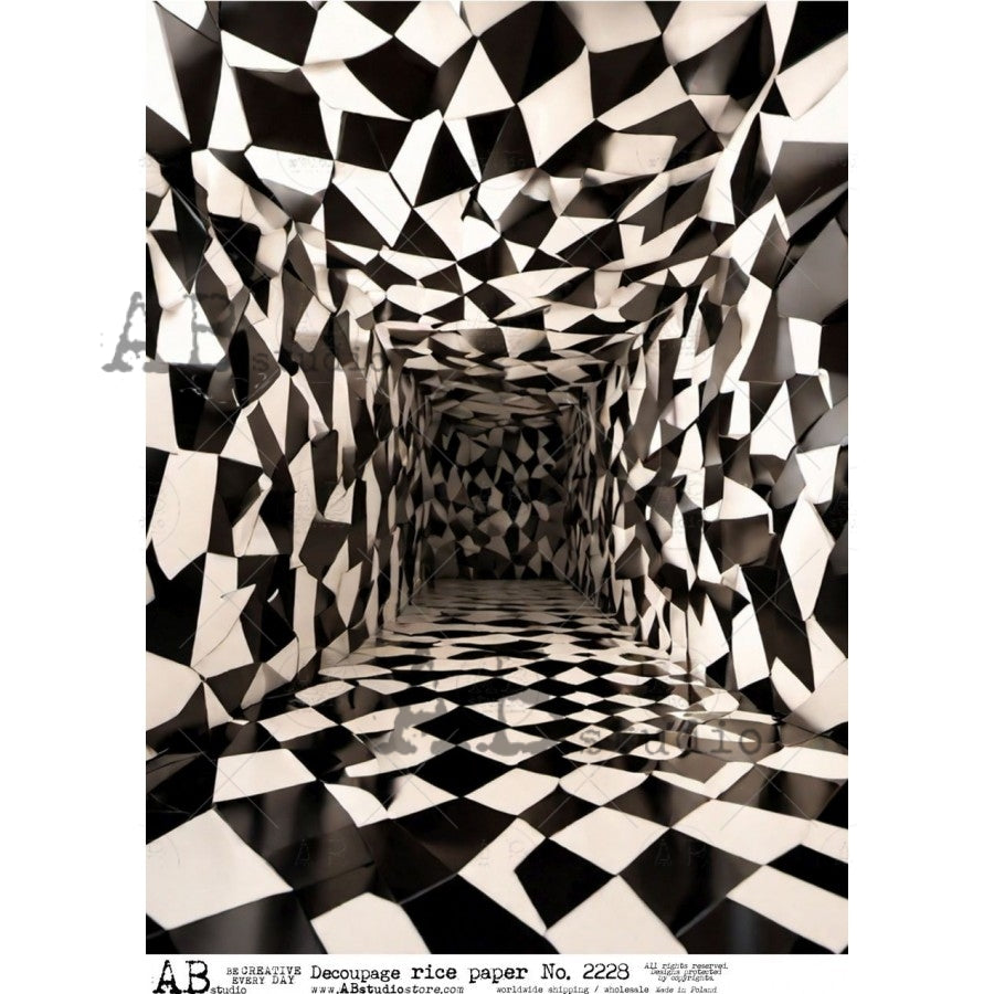 Checkered Time Zone Decoupage Rice Paper A4 Item No. 2228 by AB Studio ...
