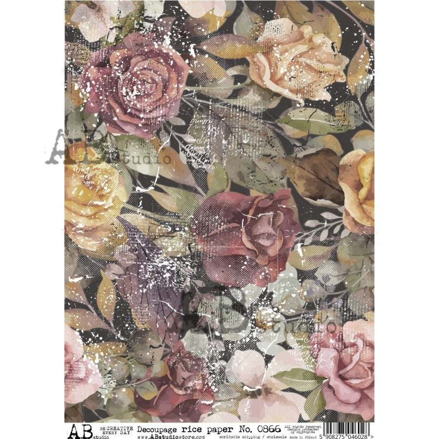 Moody Flowers Decoupage Rice Paper A4 Item No. 0866 by AB Studio – All ...
