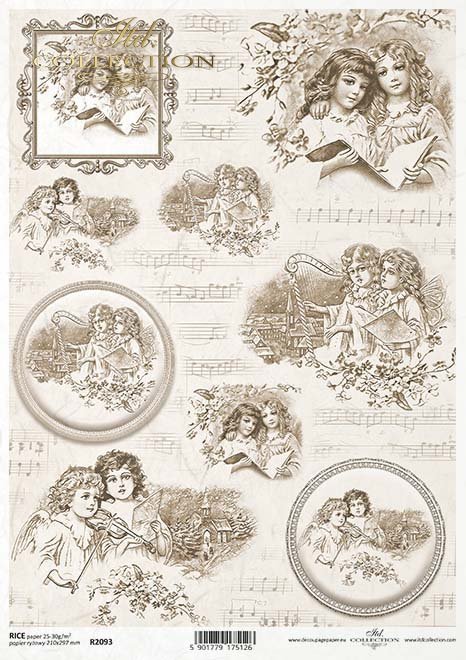 Angelic Children with Musical Notes Decoupage Rice Paper A4 Item R2093 ...