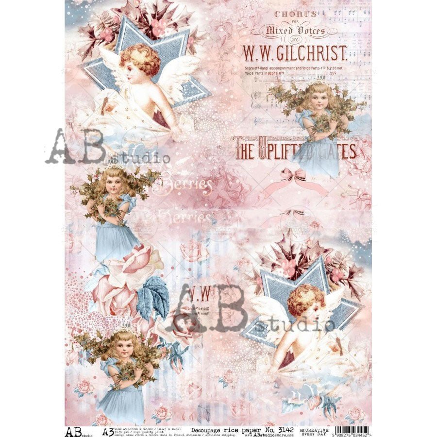 Angels and Children Decoupage Rice Paper A3 Item No. 3142 by AB Studio ...