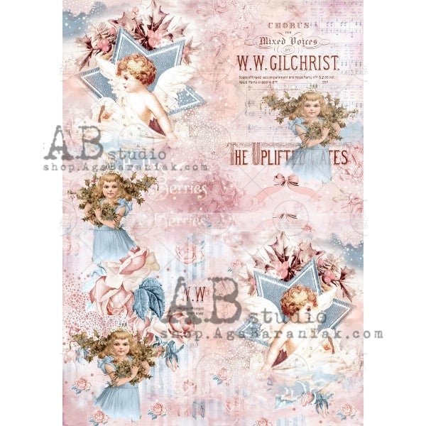 Angels and Children Decoupage Rice Paper A4 Item No. 0364 by AB Studio ...