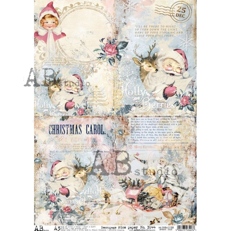 Christmas Carol with Santa Claus Decoupage Rice Paper A3 Item No. 3144 ...