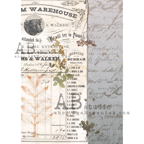Cow Media Script Decoupage Rice Paper A4 Item No. 0625 by AB Studio ...