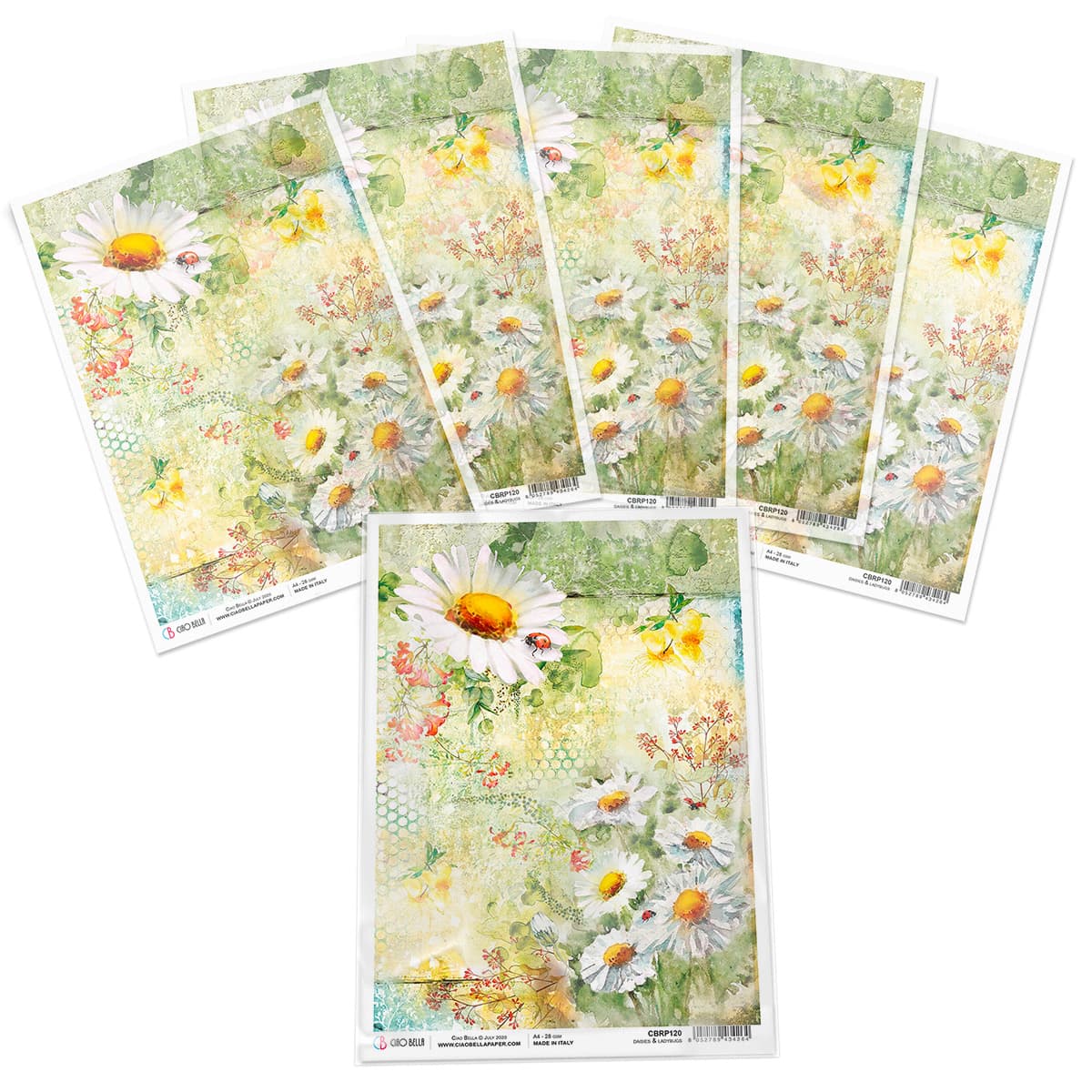 Daisies & Ladybugs - A4 Rice Paper Microcosmos Ciao Bella Collection ...