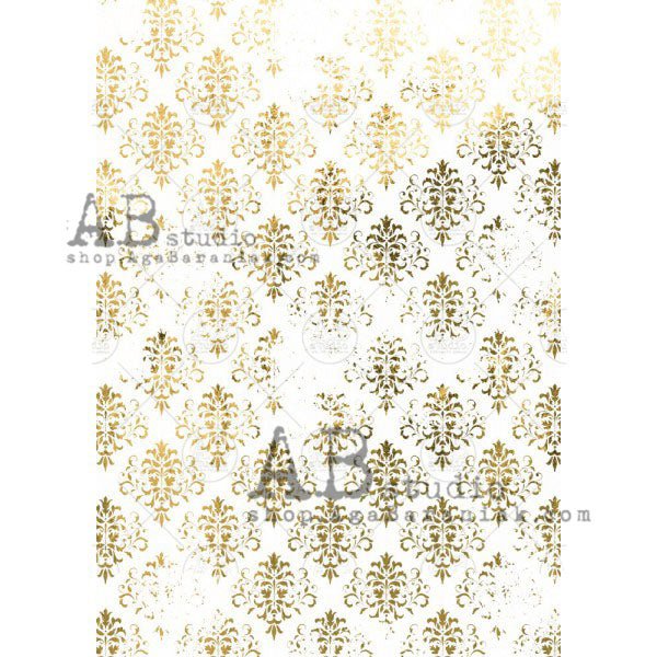 Distressed Damask Gilded Decoupage Rice Paper A4 Item No. 0205 by AB S ...