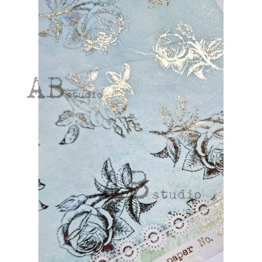 Gold Roses Gilded Decoupage Rice Paper A4 Item No. 1073 by AB Studio ...