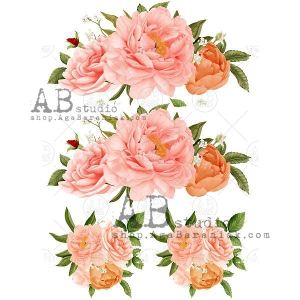 Lovely Pink Flower Labels Decoupage Rice Paper A4 Item No. 0094 by AB ...