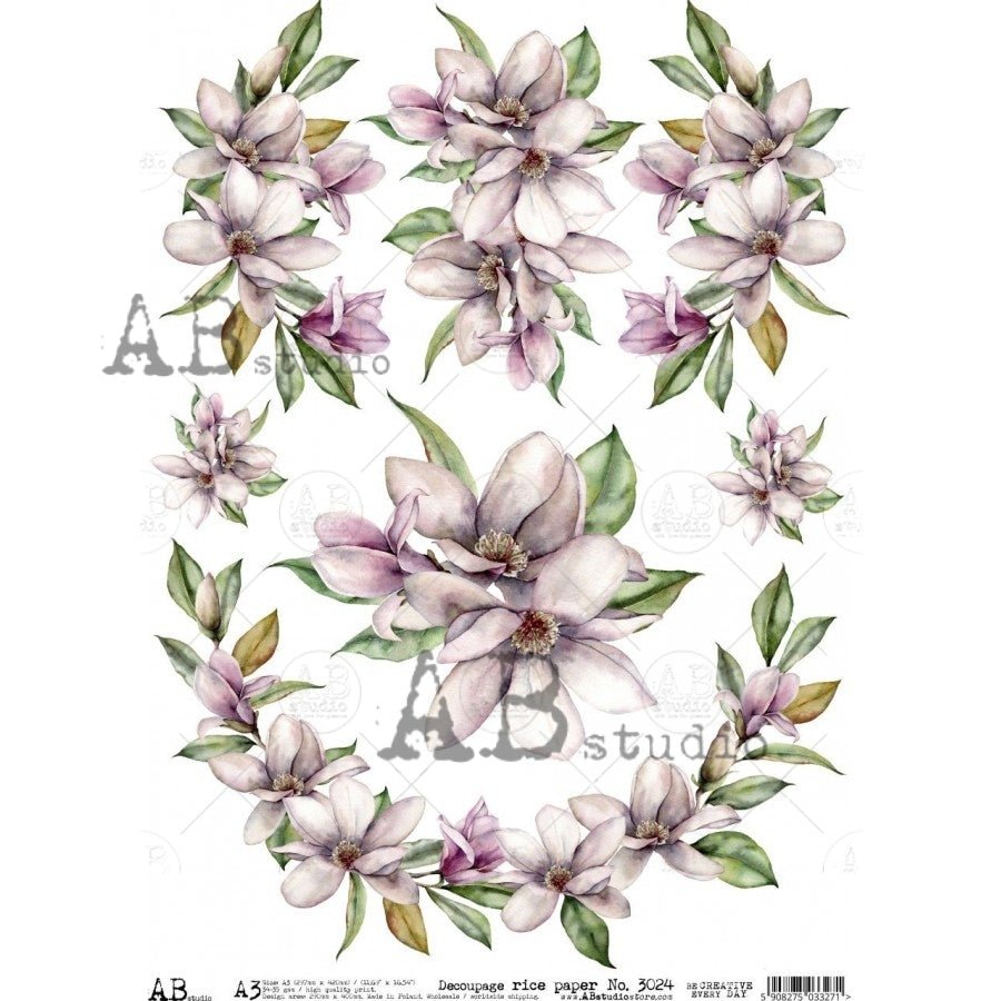 Magnolia Grandeur Decoupage Rice Paper A3 Item No. 3024 by AB Studio ...