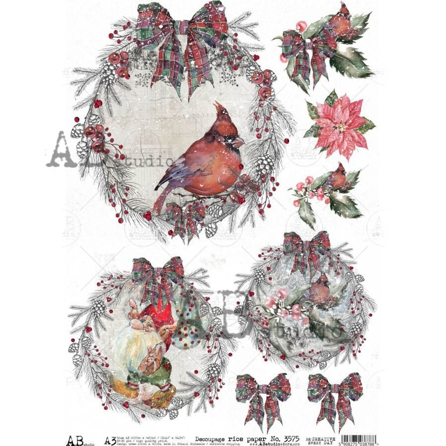 Merry Medallions Decoupage Rice Paper A3 Item No. 3575 by AB Studio ...