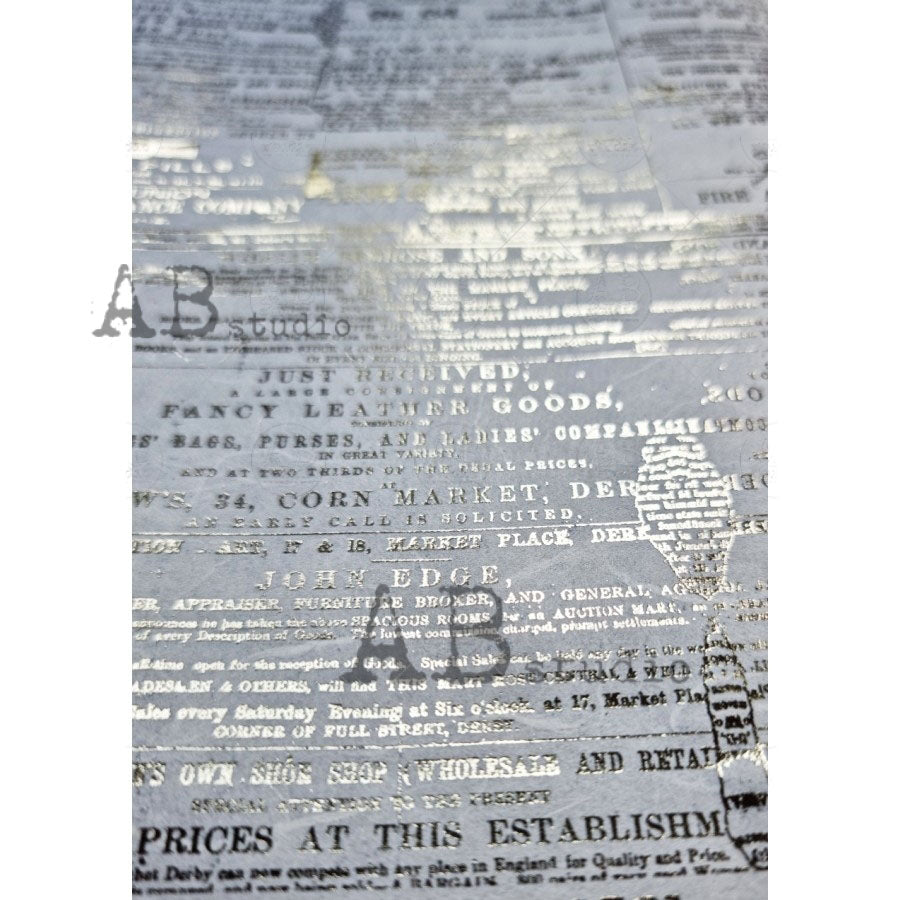 Newsprint Gilded Decoupage Rice Paper A4 Item No. 1053 by AB Studio ...