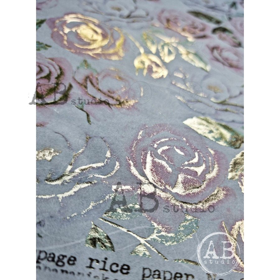 Roses Gilded Decoupage Rice Paper A4 Item No. 1002 by AB Studio – All ...