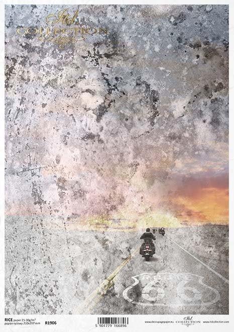 Route 66 Motorcycle Choppers Decoupage Rice Paper A4 Item R1906 by ITD ...