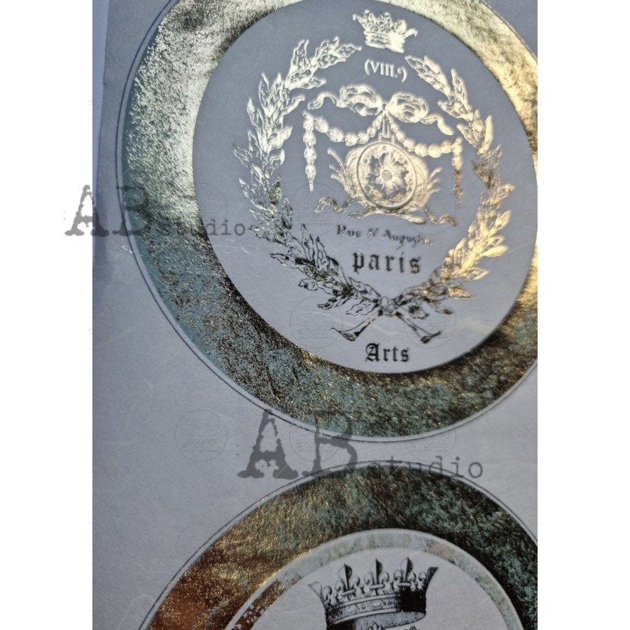 Royal Teacup Medallions Gilded Decoupage Rice Paper A4 Item No. 0031 b ...
