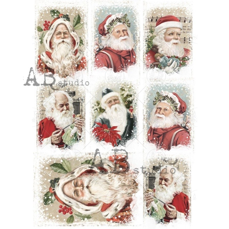 Santa Claus Cards Decoupage Rice Paper A3 Item No. 3599 by AB Studio ...