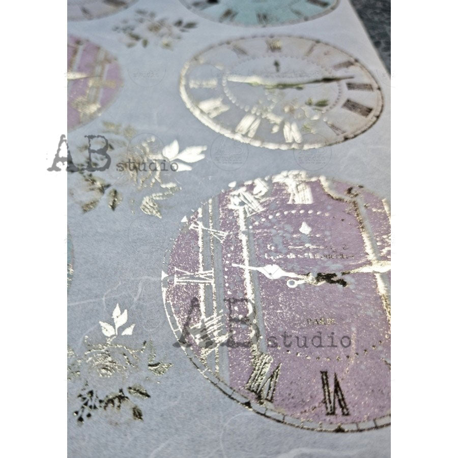 Six Clock Medallions Gilded Decoupage Rice Paper A4 Item No. 1056 by A ...