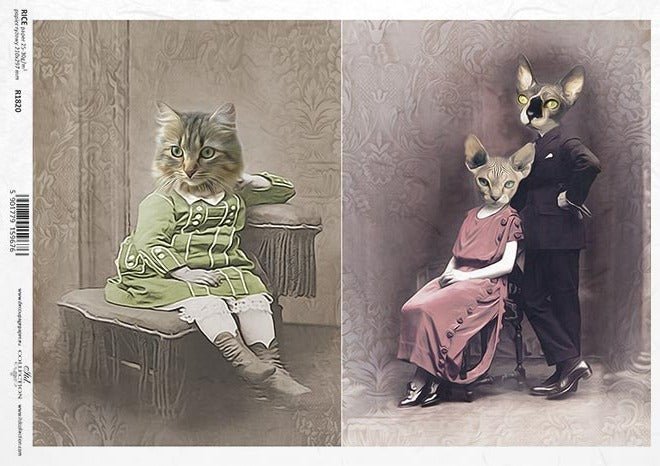 Sophisticated Cats Decoupage Rice Paper A4 Item R1820 by ITD Collectio ...