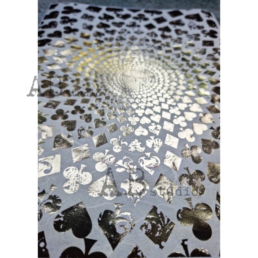 Spiraling Playing Card Suits Gilded Decoupage Rice Paper A4 Item No. 1 ...