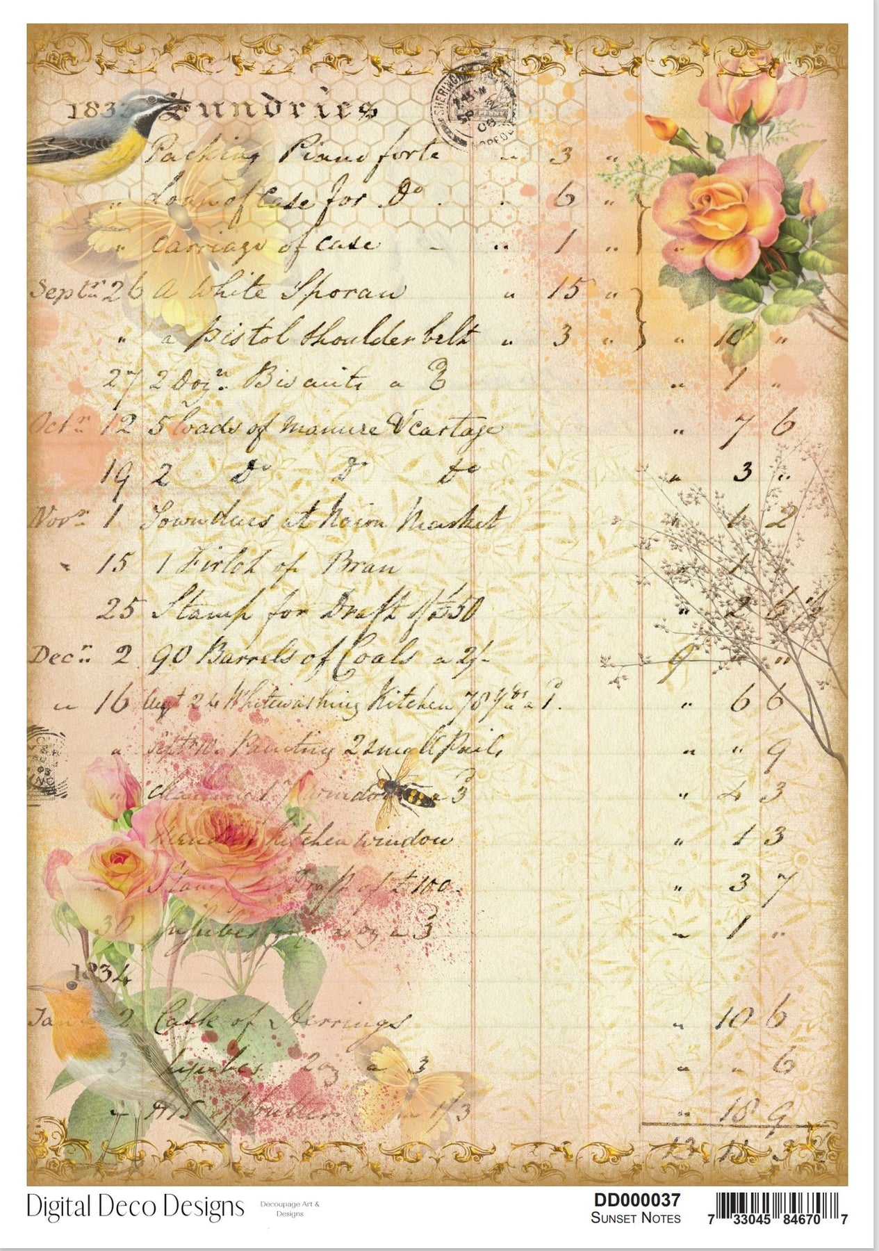 Sunset Notes A4 Rice Paper Digital Deco Design Collection – All Paint ...