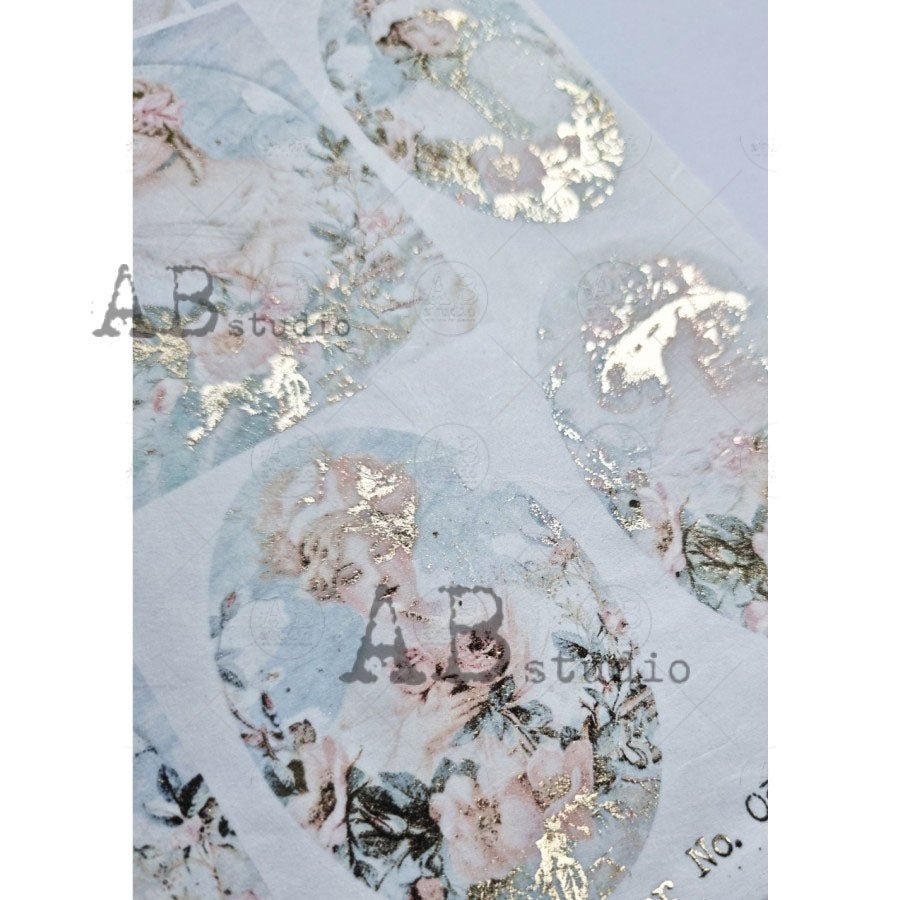 Victorian Lady Medallions Gilded Decoupage Rice Paper A4 Item No. 1028 ...