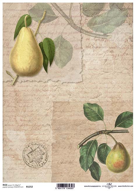 Vintage Pears Decoupage Rice Paper A4 Item R1252 by ITD Collection ...