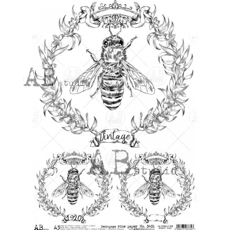 Vintage Queen Bee Medallions Decoupage Rice Paper A3 Item No. 3431 by ...