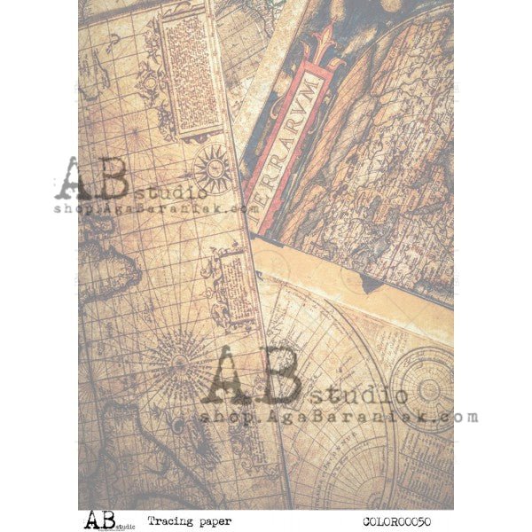 Vintage World Atlas Vellum Paper A4 Item No. 0050 by AB Studio – All ...